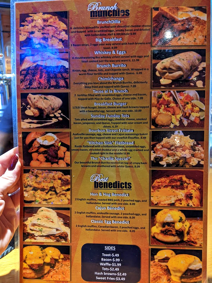 The brunch menu reads like a love letter to morning indulgence. From "BrunchDilla" to "Kitchen Sink" Flatbread, decisions have never been so deliciously difficult.