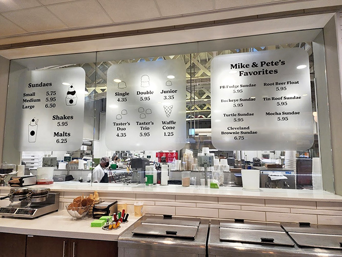 The menu board reads like a love letter to dessert enthusiasts. Mike and Pete's Favorites section is the Cleveland equivalent of a greatest hits album.