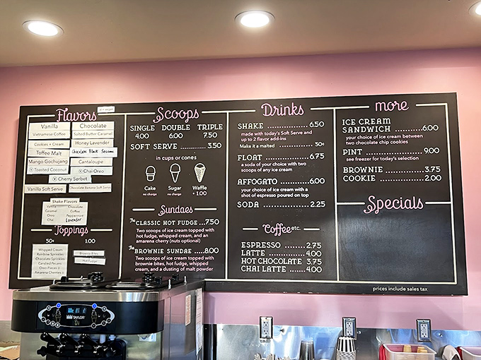 The menu board that's launched a thousand cravings—featuring everything from classic scoops to affogatos that will make you question your coffee loyalties.
