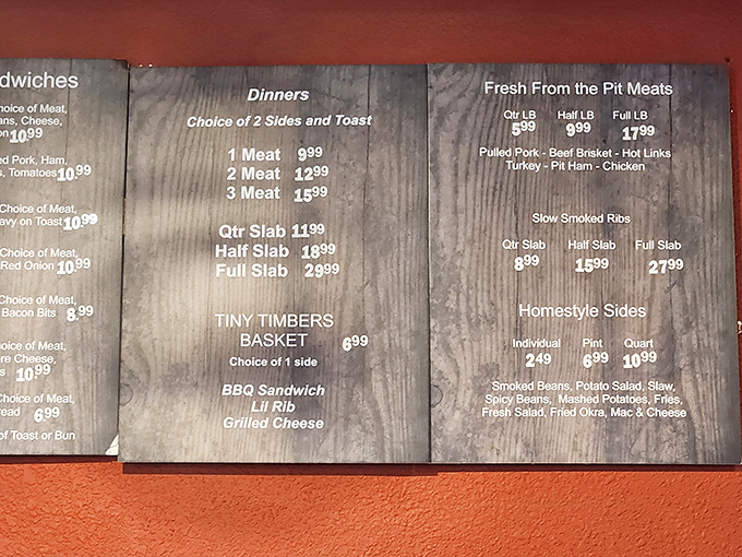 A menu that cuts right to the chase&mdash;meat by the pound, classic sides, and combo plates. No pretension, just promise.