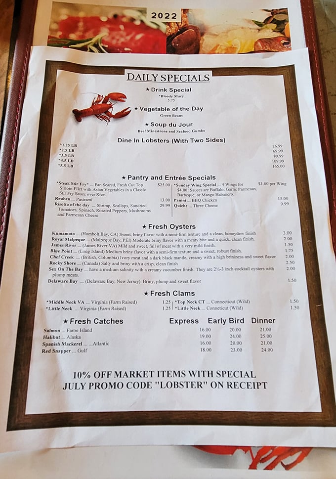 This menu reads like poetry to seafood lovers&mdash;a detailed oyster geography lesson that would make Jacques Cousteau proud.