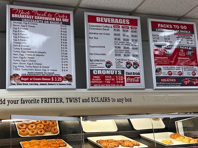 The menu board tells a story of simplicity and value. Where else can you still get a bagel with cream cheese for $3.25 in this economy?