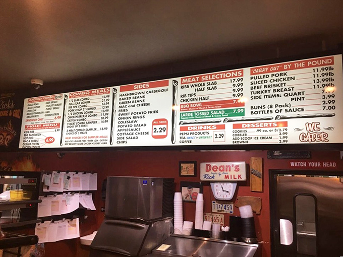 This menu board isn't just a list of options &ndash; it's a roadmap to happiness, with "by the pound" offerings that speak to serious barbecue intentions.