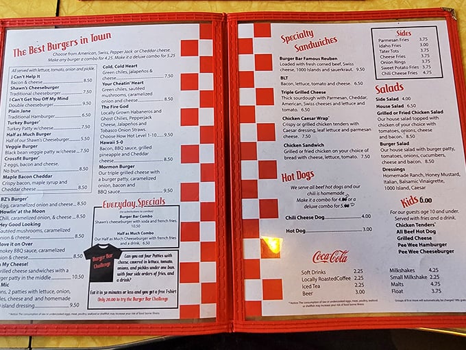 A menu where every item name feels like a love song. "I Can't Get You Off My Mind" isn't just a burger&mdash;it's a relationship status with food.