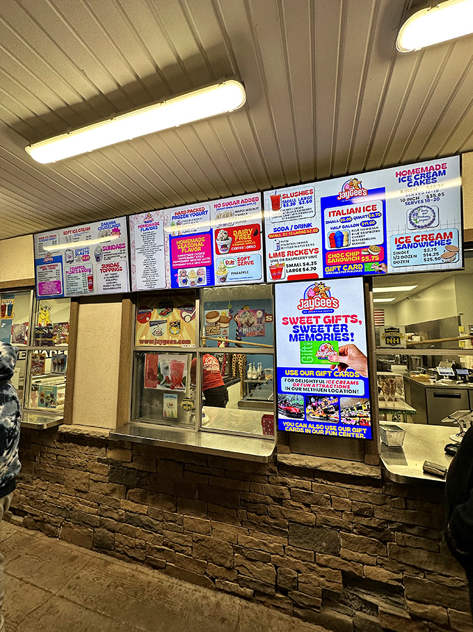 The wall of frozen possibilities. Standing before this menu board feels like being a kid again&mdash;overwhelmed with choices but absolutely certain that whatever you pick will be the right decision.