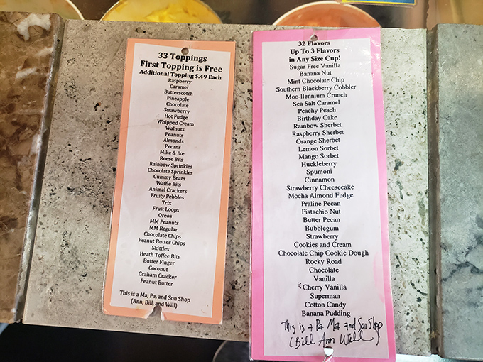 Decision paralysis has never been sweeter. With 33 flavors and 33 toppings, this menu is the adult equivalent of being handed the keys to Willy Wonka's factory.
