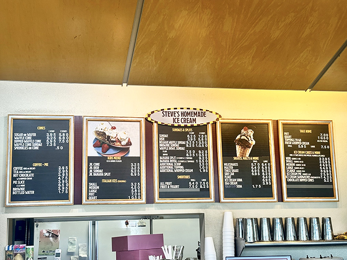The menu board reads like poetry for dessert lovers&mdash;dozens of homemade flavors that make choosing just one scoop the day's most delightful dilemma.