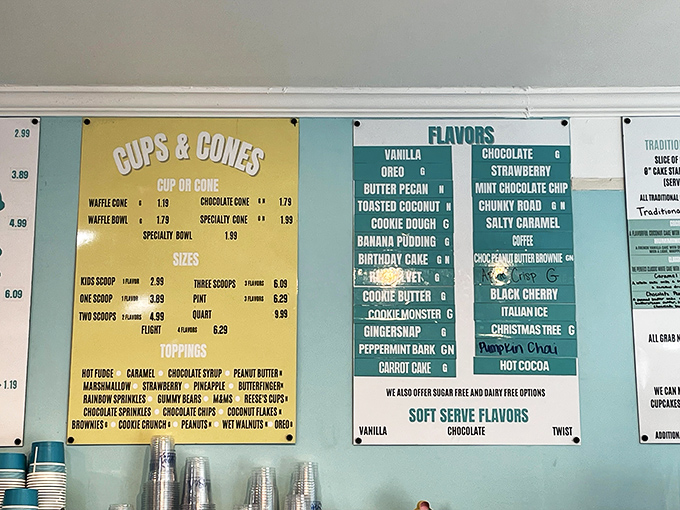 The menu board is like a roadmap to happiness. Choose your own adventure, but there are no wrong turns when Toasted Coconut and Cookie Monster are options.