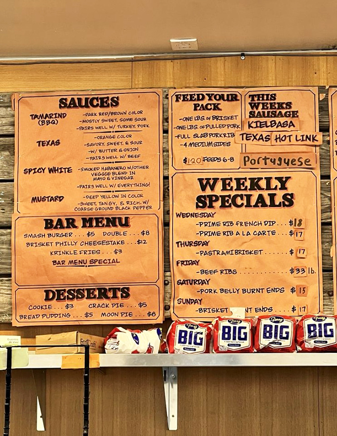 This menu board tells a delicious story&mdash;each sauce has a personality, and the weekly specials are like limited-edition albums you don't want to miss. 