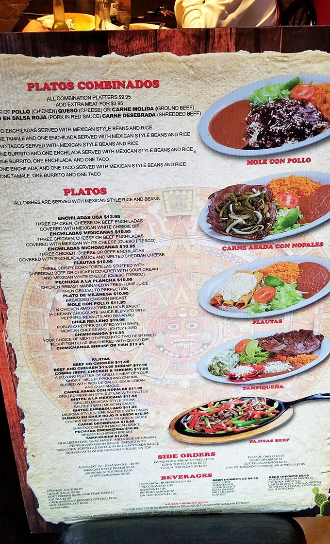 This menu isn't just a list of dishes; it's a roadmap to happiness. Notice how "Platos Combinados" translates roughly to "Why choose when you can have it all?"