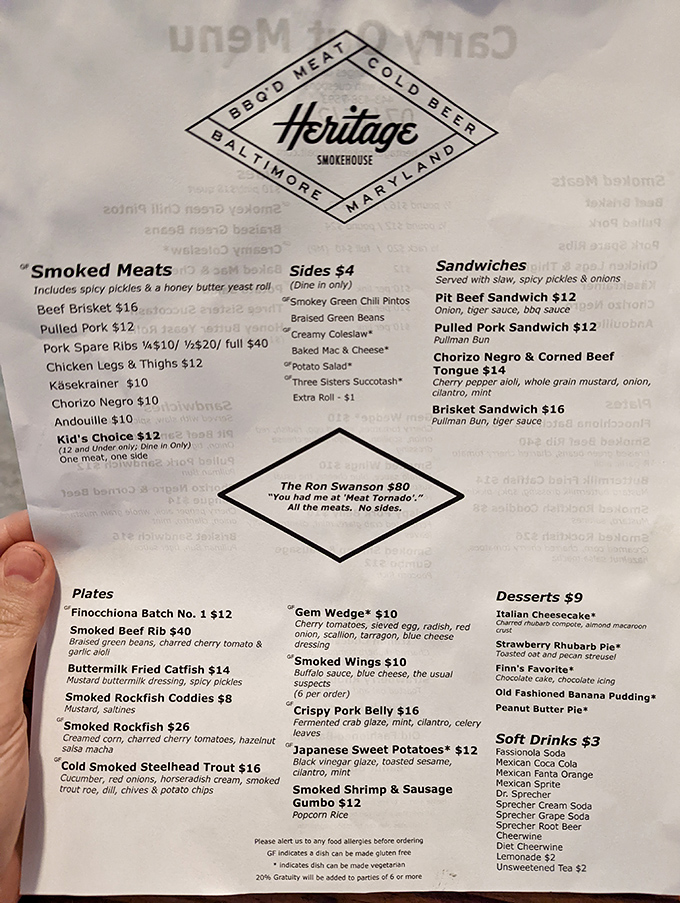 This menu isn't just a list of food&mdash;it's a roadmap to happiness. The Ron Swanson option speaks to my soul.