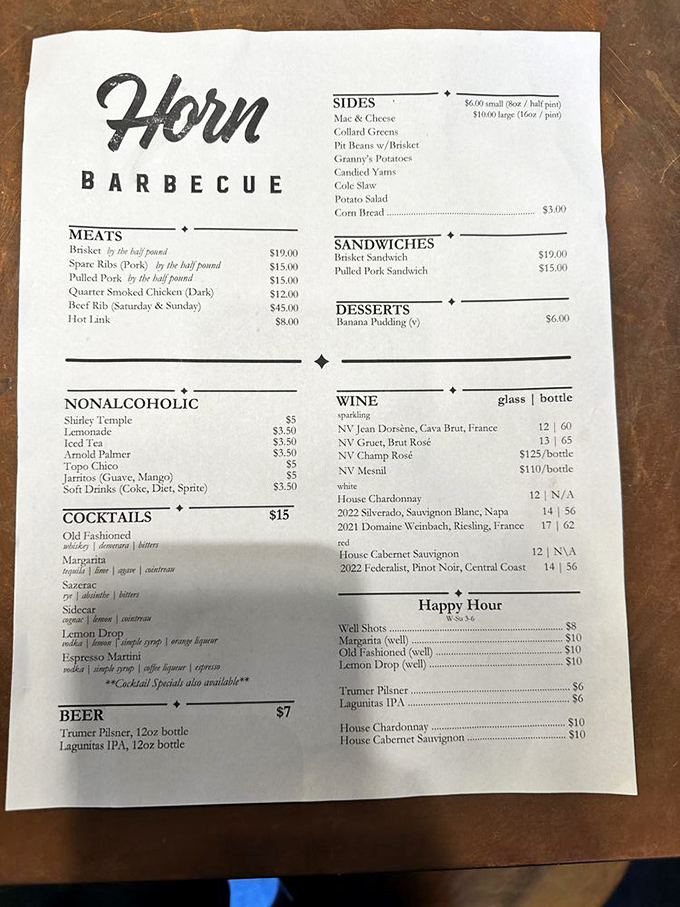 A menu so straightforward it's practically a declaration: we don't need fancy descriptions when the meat speaks this eloquently.