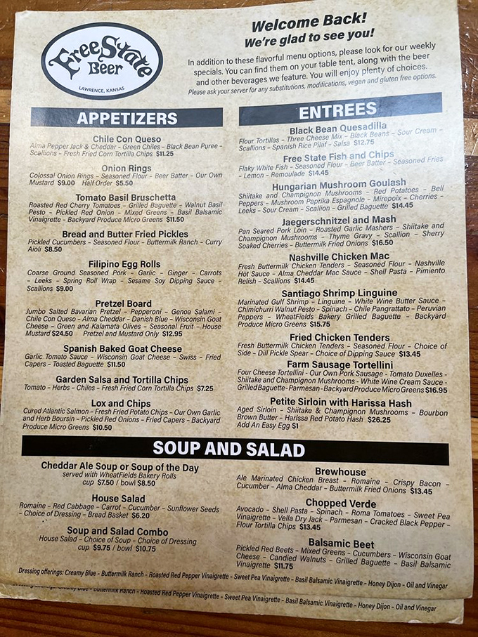 A menu that reads like a love letter to comfort food. Each description promises a journey worth taking, especially that legendary fish and chips.