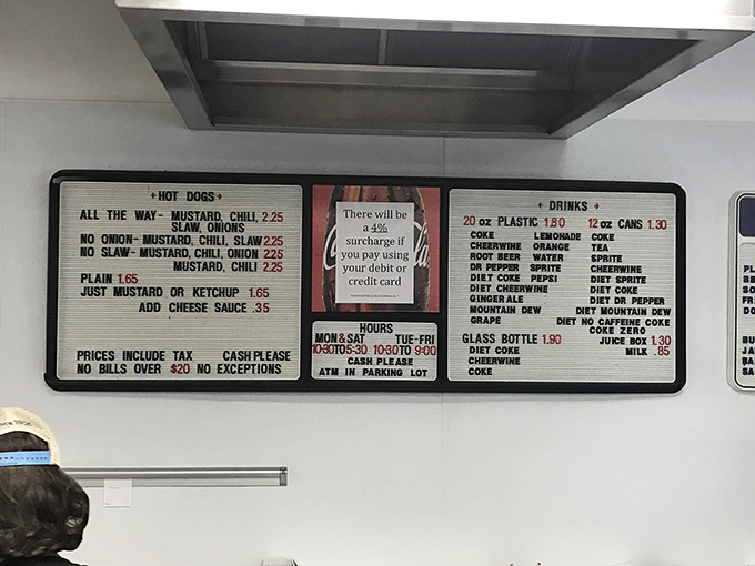 A menu board that tells you everything you need to know – hot dogs, ice cream, happiness – with prices that won't break the bank.
