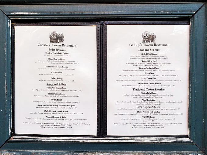 A menu that bridges centuries&mdash;from peanut soup to prime rib. George Washington never had it so good, but you certainly can.