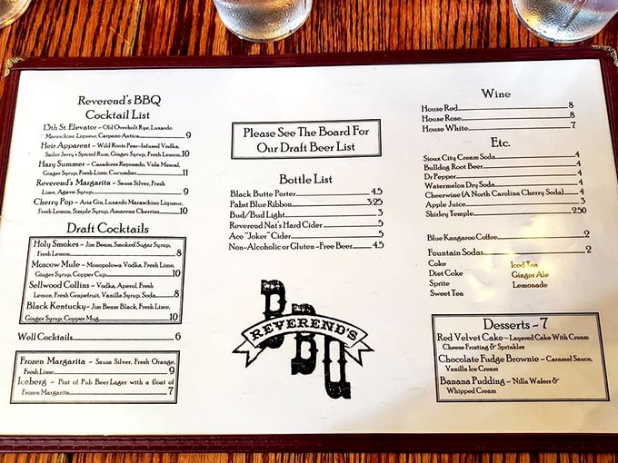 A menu that reads like barbecue poetry&mdash;cocktails named "Holy Smoker" and desserts that make you question saving room. P