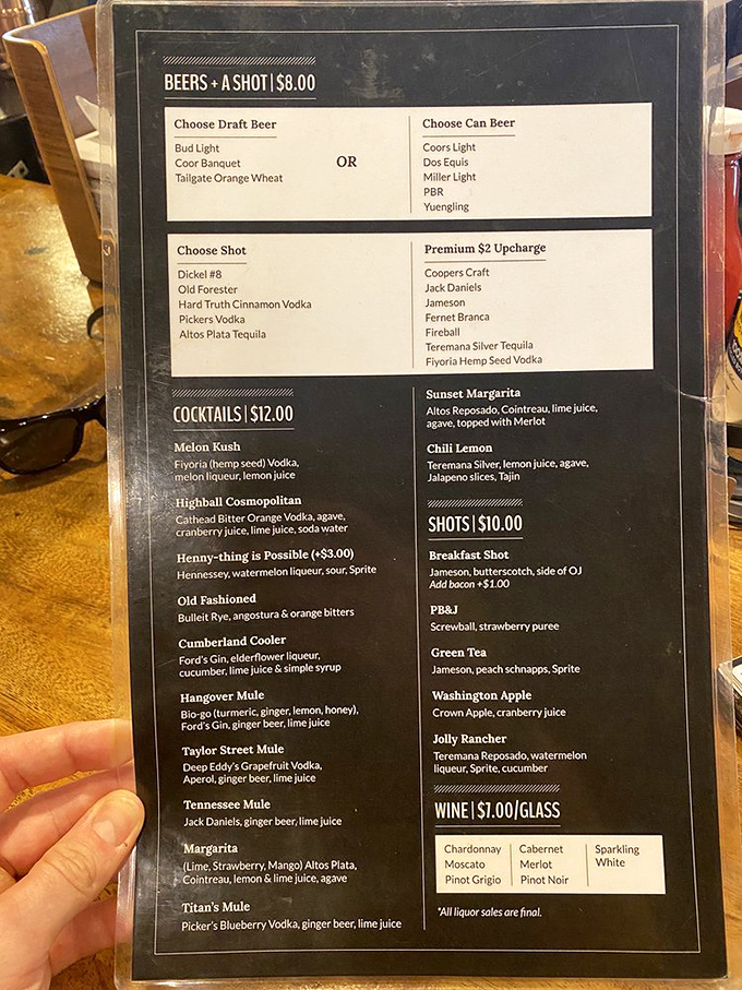 The drink menu reads like a love letter to libation enthusiasts. That "Henny-thing is Possible" cocktail? Pure wordplay genius.