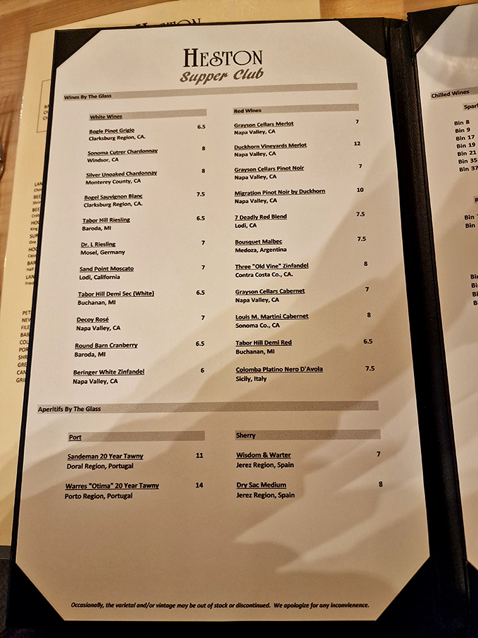 A wine list that reads like a passport to happiness, offering liquid companions for whatever delicious route your meal takes.