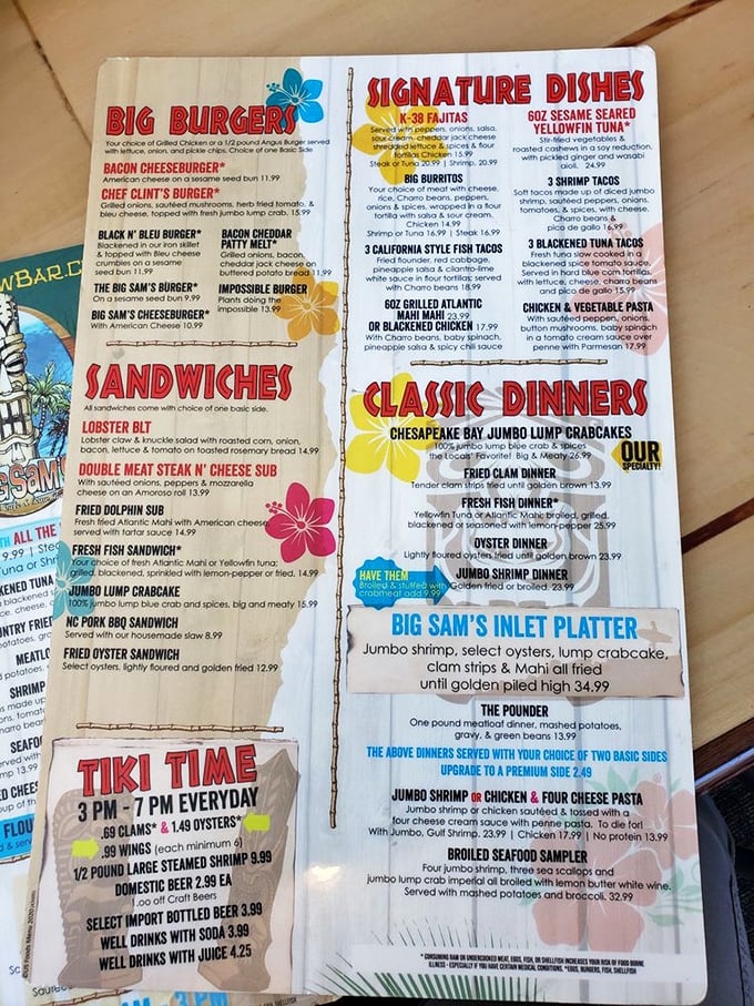 A menu that reads like a love letter to the ocean. Decisions this difficult should come with a therapist.