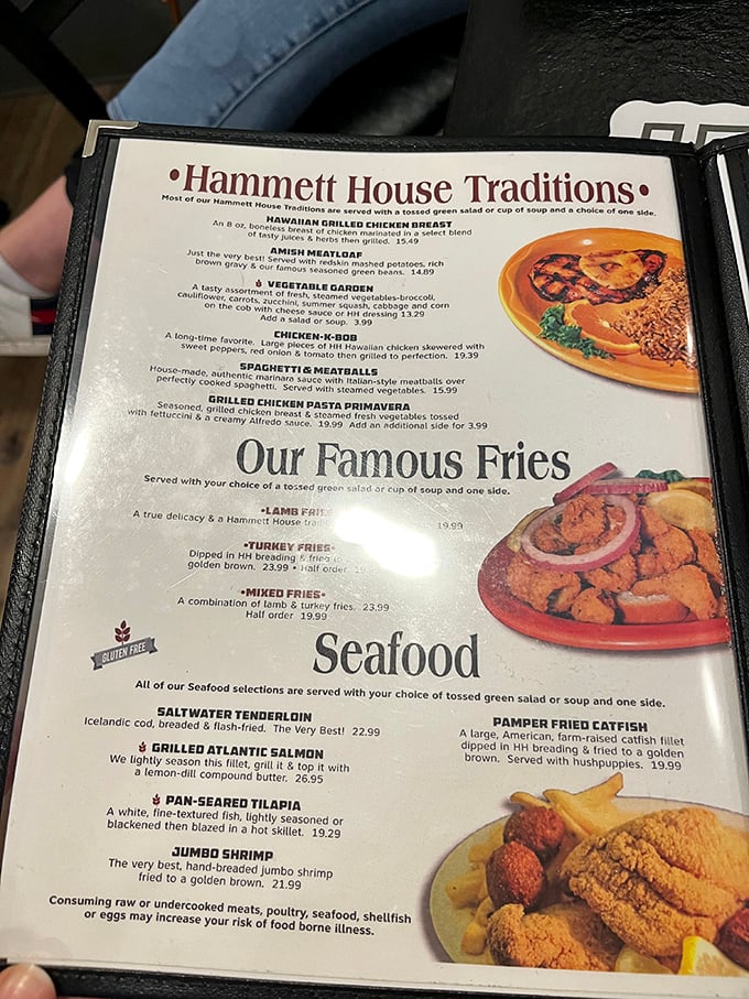 The menu reads like a love letter to American comfort food classics. Those "Famous Fries" aren't just bragging—they're a promise that's deliciously kept.