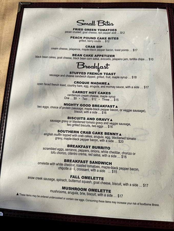 A menu that reads like a love letter to breakfast. Notice how they don't waste precious space on boring lunch options?