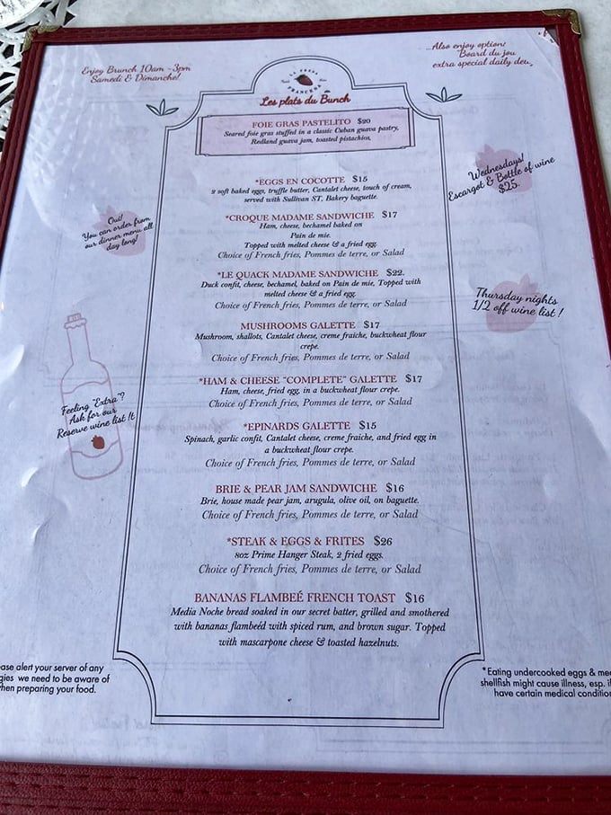This isn't just a menu&mdash;it's a passport to flavor country where Croque Madame sandwiches and Bananas Flamb&eacute;e French Toast are the local celebrities.