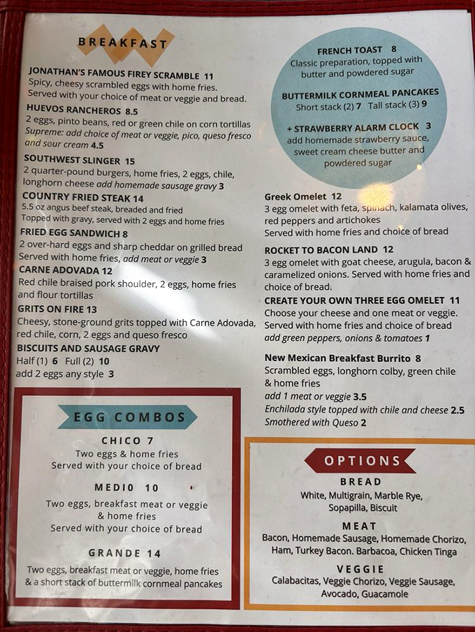 Reading this menu is like getting a love letter from New Mexico&mdash;each dish promising a spicy relationship that might make you sweat but will definitely leave you satisfied.