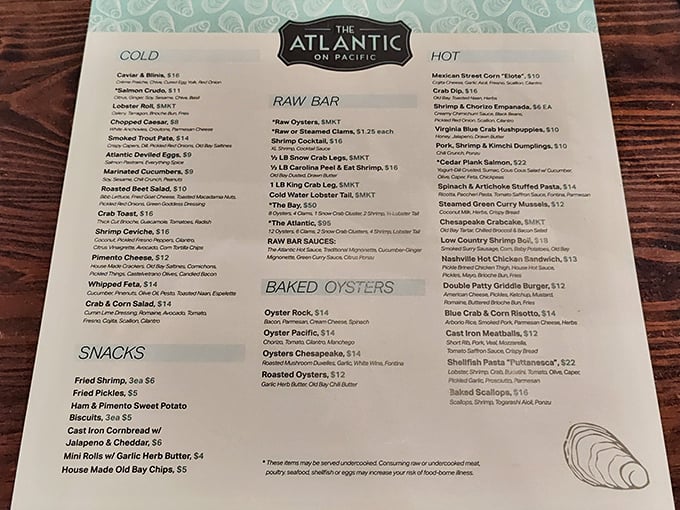 This menu reads like a love letter to the sea. I'd start at the top and work my way down, possibly over several visits.