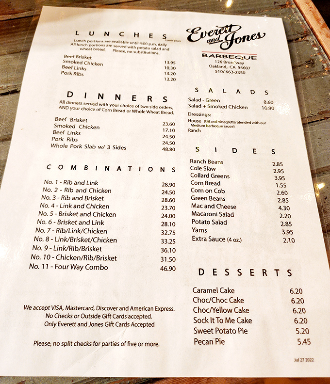 The menu reads like barbecue poetry &ndash; combinations, sides, and desserts that promise a symphony of flavors without any pretension.