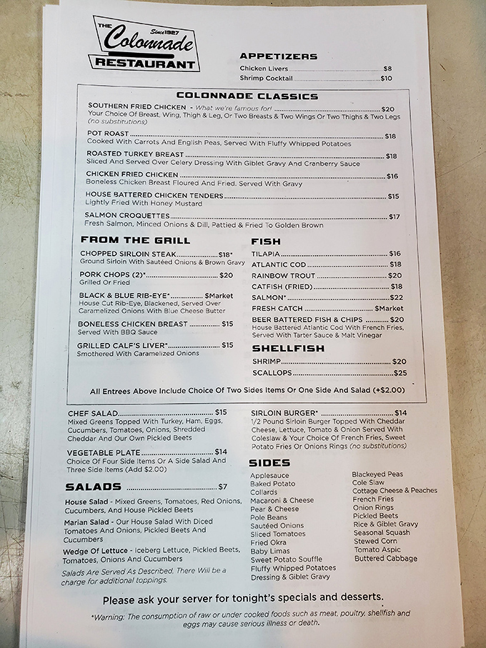 This menu reads like a Southern symphony&mdash;fried chicken as the headliner, with a supporting cast of classics that would make any grandma nod in approval.