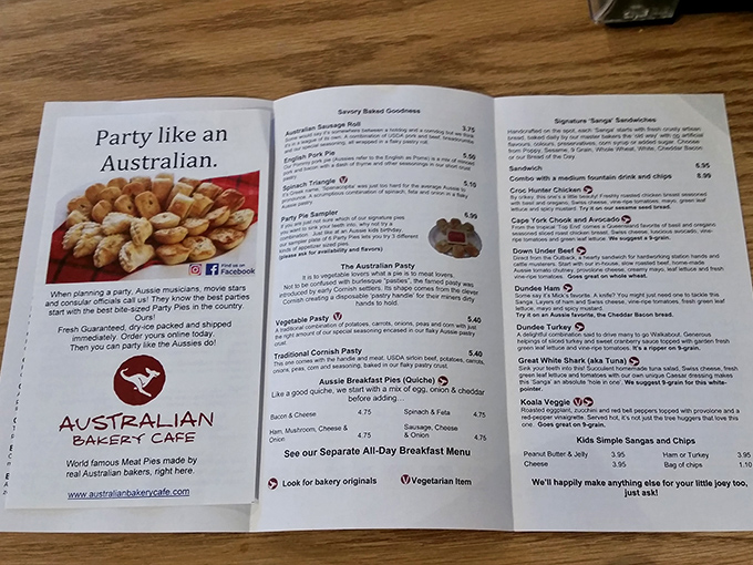 This menu isn't just a list of food&mdash;it's a passport to Australia. "Party like an Australian" isn't just clever marketing, it's a delicious promise.