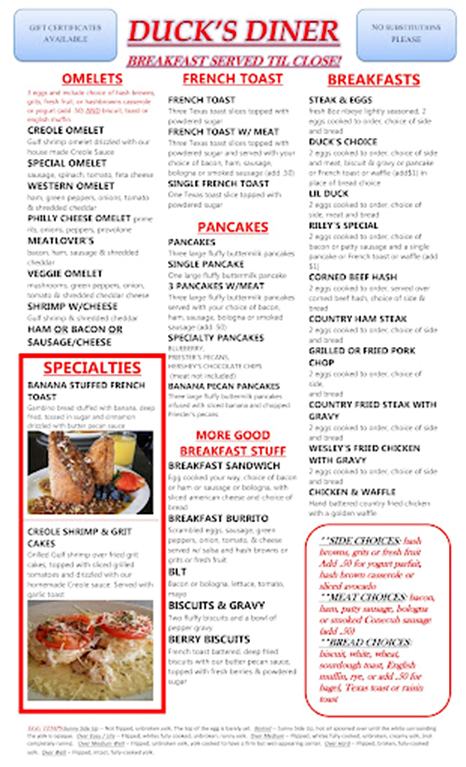 This menu isn't just a list of food &ndash; it's a roadmap to happiness, with "MORE GOOD BREAKFAST STUFF" being the understatement of the century.