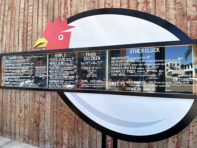 The menu board at The Crack Shack isn't just a list&mdash;it's a roadmap to happiness, with "Other Cluck" being my favorite food category ever.