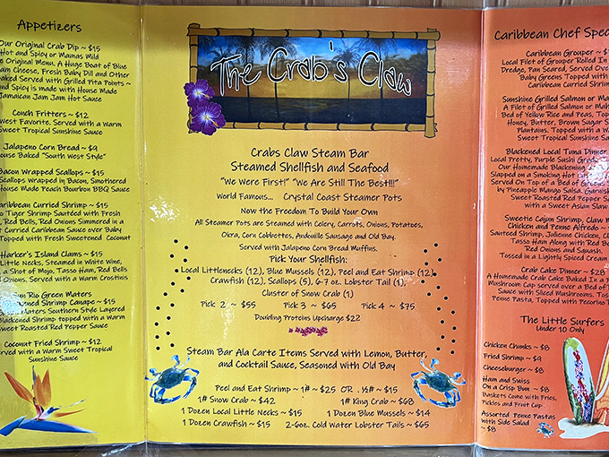 This menu isn't just a list of dishes&mdash;it's a treasure map where X marks the spot for Caribbean-infused seafood gold.