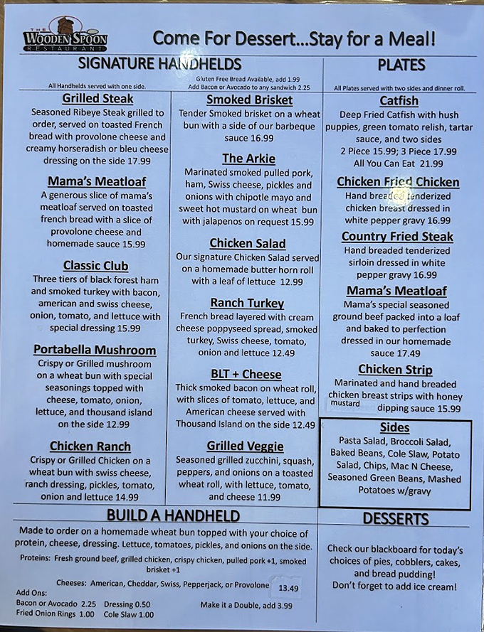 This isn't just a menu&mdash;it's a love letter to comfort food. "The Arkie" sandwich alone is worth crossing county lines for.