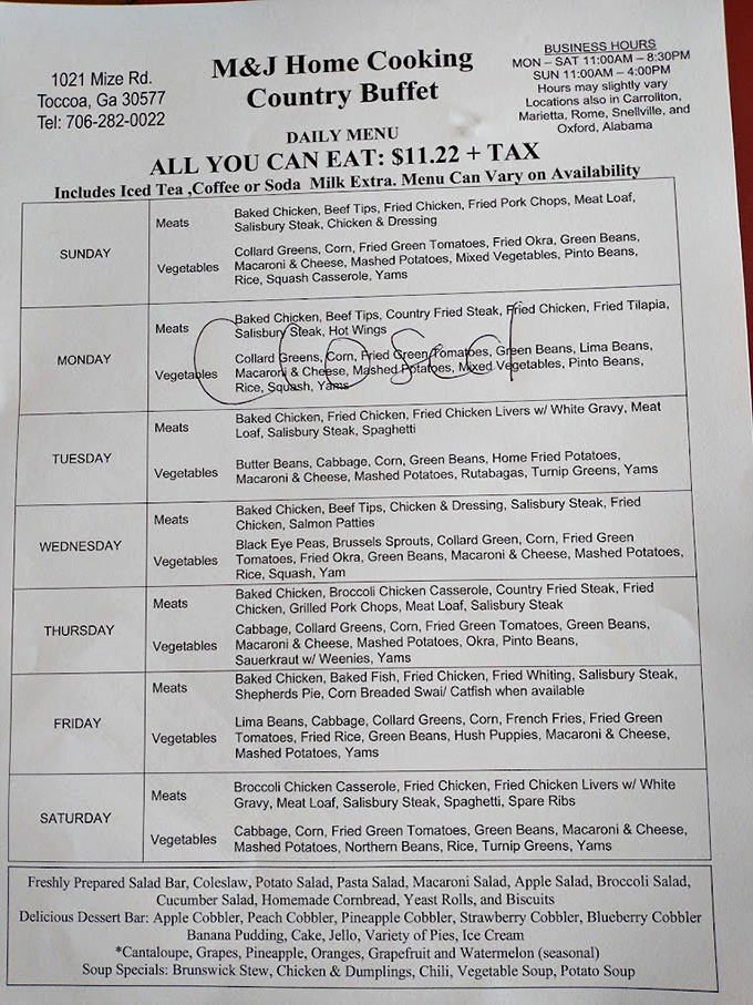 This menu reads like a love letter to Southern cooking&mdash;each day promising a different relationship with comfort food that's both faithful and exciting.