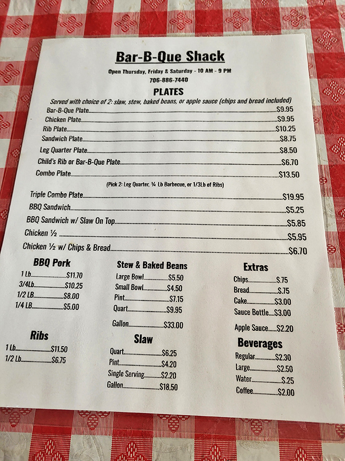 The menu at Bar-B-Q Shack reads like barbecue poetry&mdash;simple, direct, and guaranteed to make your mouth water. No frills, just thrills.