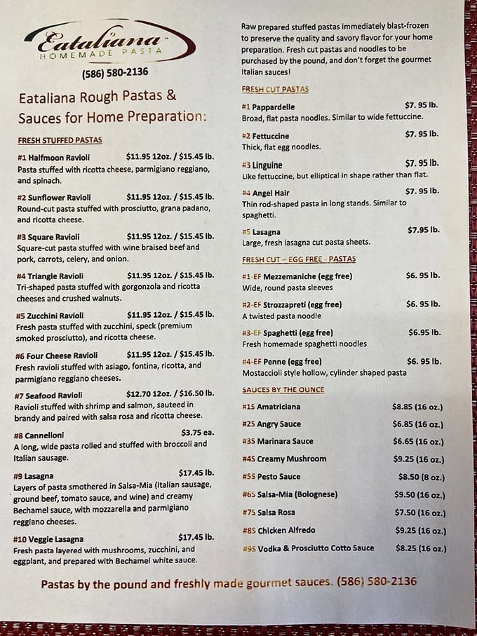 This menu isn't just a list—it's a roadmap to pasta paradise. Each description promises a different journey for your taste buds.