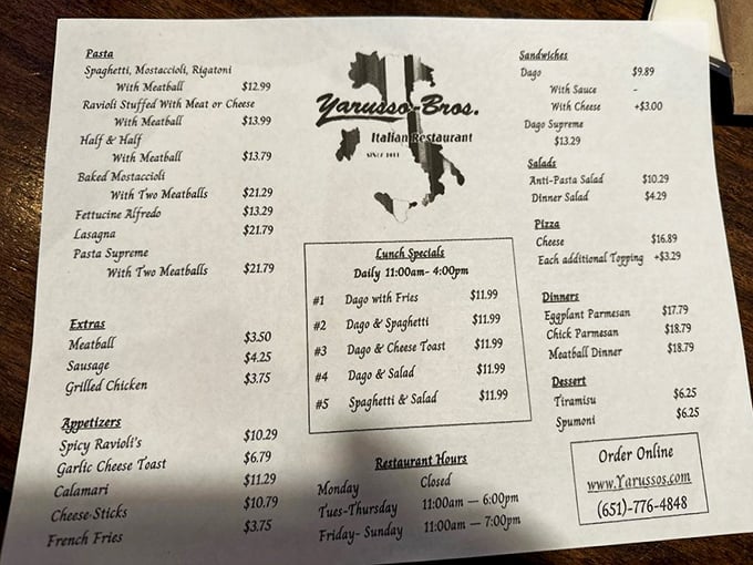 A menu that doesn't need fancy fonts or flowery descriptions&mdash;just the promise of Italian classics that have stood the test of time.