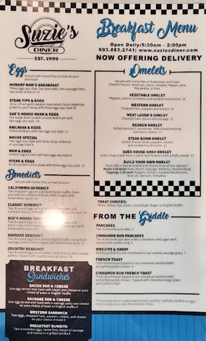 A menu that reads like a love letter to breakfast, with benedicts and omelets taking center stage in this morning symphony.