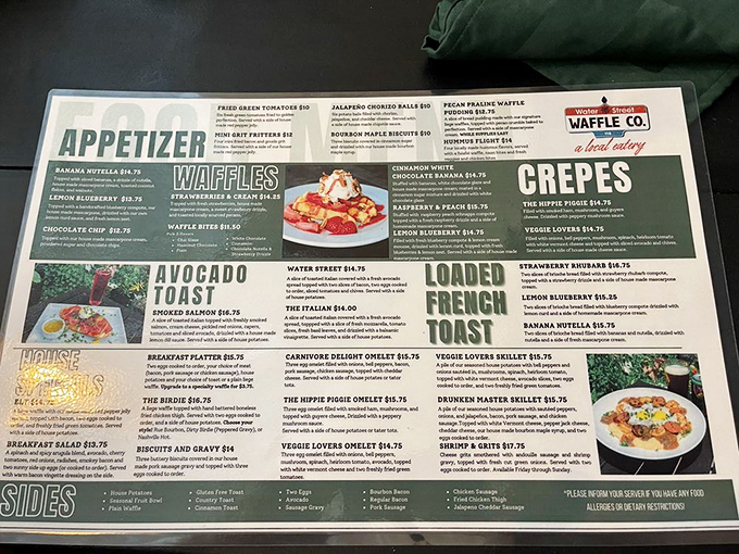 A menu that reads like love poetry to breakfast enthusiasts. Decision paralysis has never been so deliciously justified.