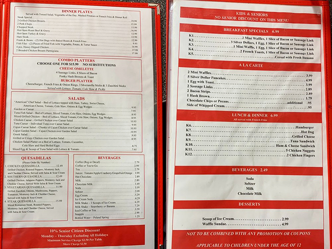 The menu at American Waffle House reads like a love letter to comfort food. Decisions, decisions...