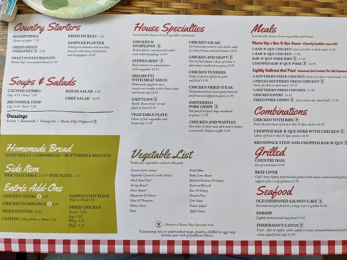 This menu isn't just a list of dishes; it's a roadmap to happiness with "Country Starters" and "House Specialties" leading the way.