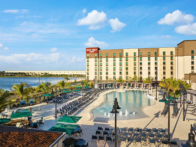 No sunscreen required! The arcade offers digital thrills when fingers get pruney, featuring everything from racing games to prize-winning challenges.