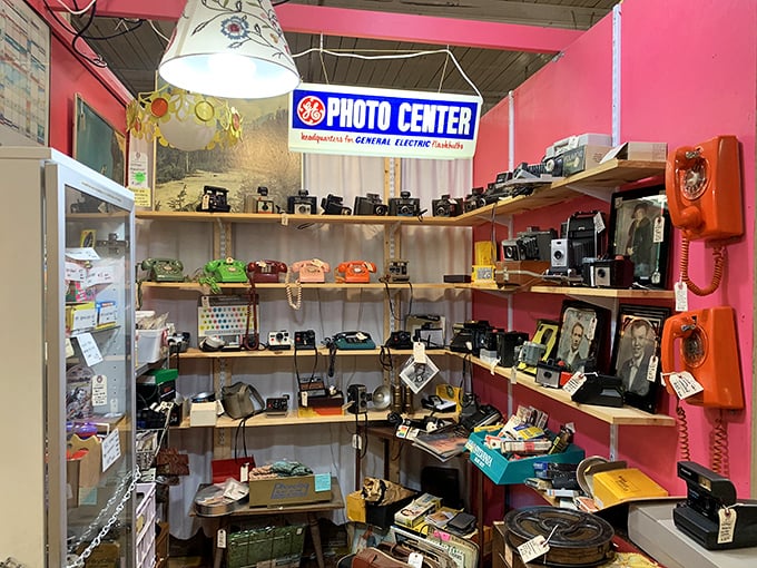 This vintage photo center booth is a time capsule of communication technology. Remember when phones were just for talking?