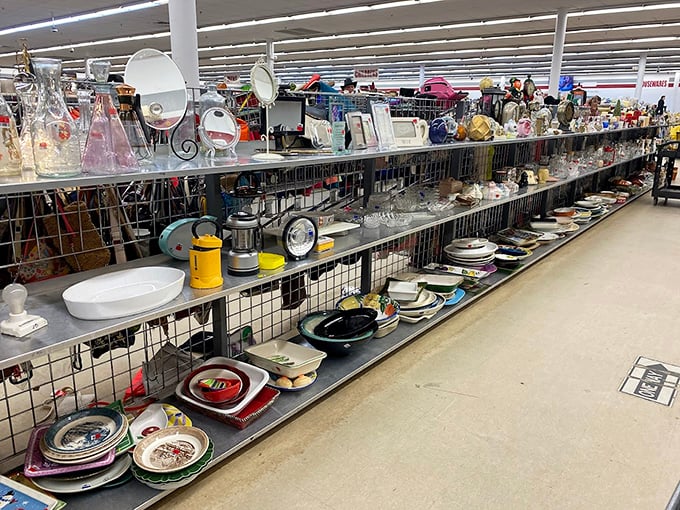 The dishware section: where your grandmother's china pattern lives on and dinner parties of decades past whisper their secrets from every plate.