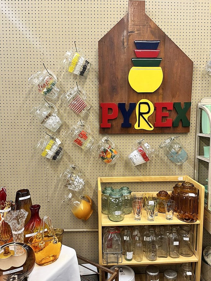 The Pyrex paradise that makes vintage kitchen enthusiasts weak in the knees. Grandmother's baking legacy lives on in these colorful vessels of culinary nostalgia.