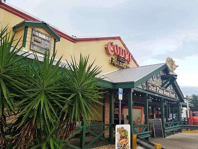 Cowpoke's Watering Hole promises "Just Plain Good Food" &ndash; the kind of honest advertising that went extinct around the same time as affordable beachfront property.