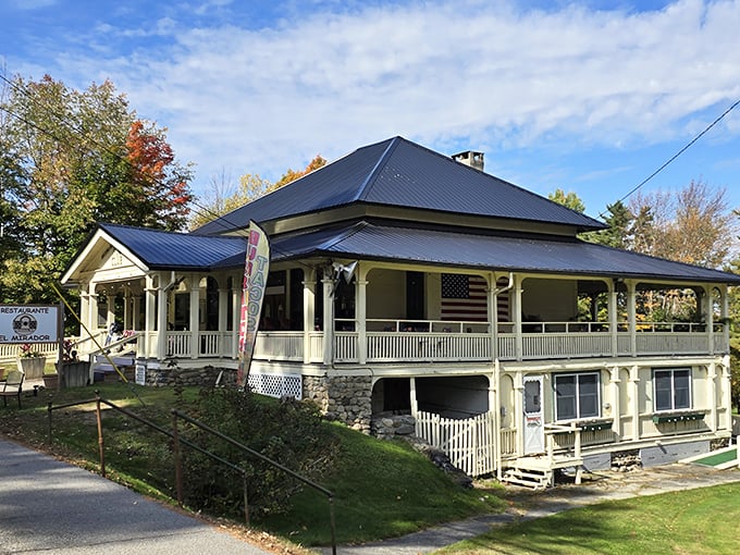 This wraparound porch isn't just architectural eye candy&mdash;it's where locals gather for meals that taste like New Hampshire on a plate.