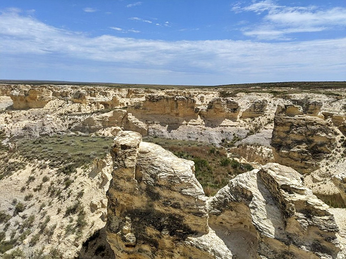 Mother Nature's sculpture garden stretches to the horizon, where 85-million-year-old seabeds have transformed into a maze of chalk canyons and spires.